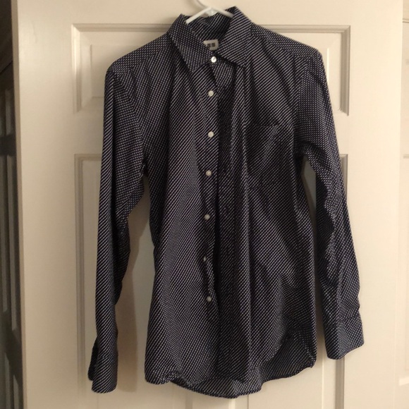 Uniqlo | Shirts | Uniqlo Navy Button Down With White Dot Pattern | Poshmark
